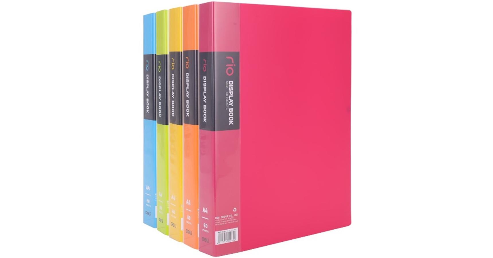 ⚡ Deli Rio A4 60 zsebes feliratozható kemény borítós vegyes színű PP ...